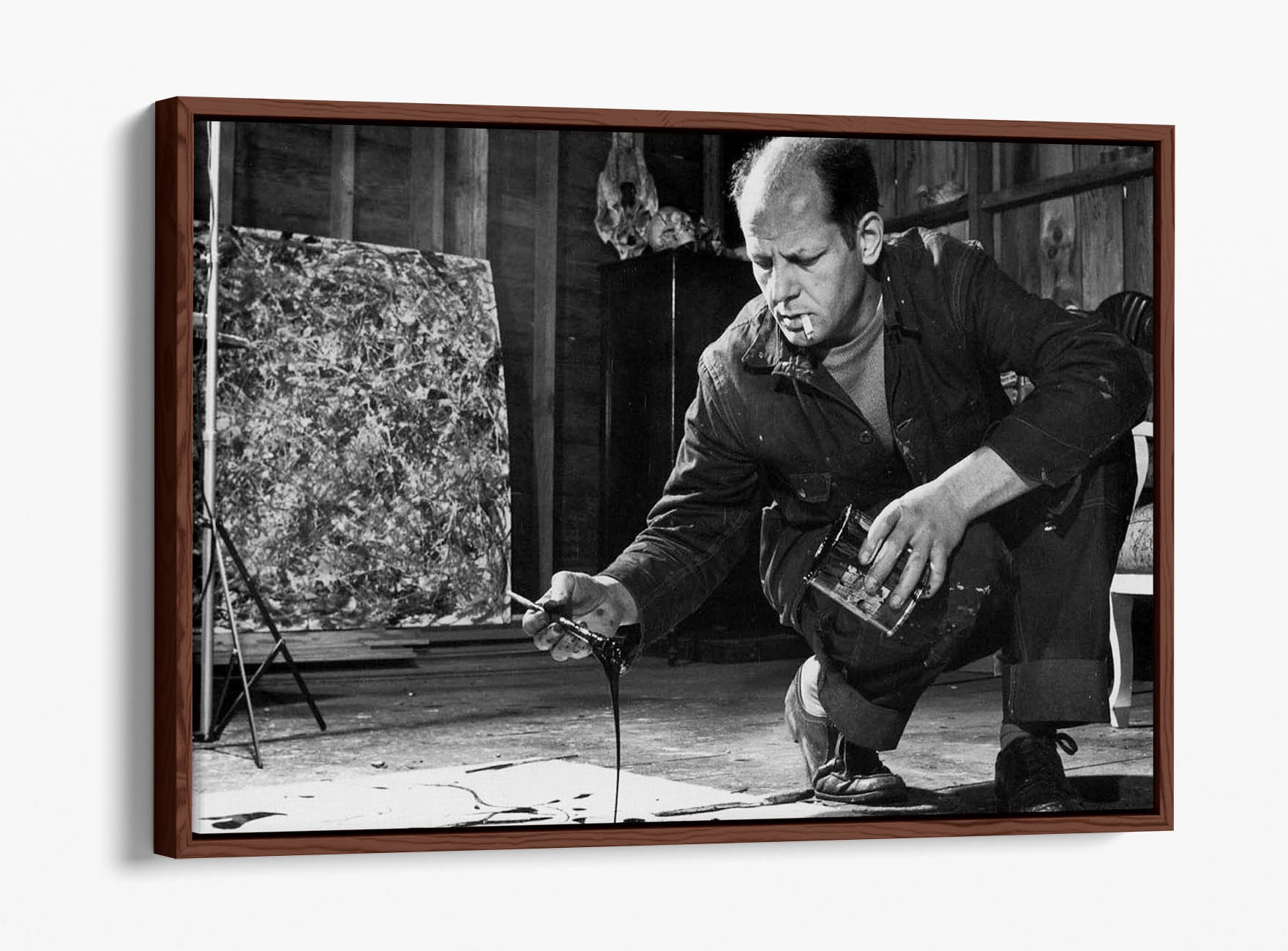 Jackson Pollock Making Paint Splash Art 2 Float Effect Framed Canvas ...