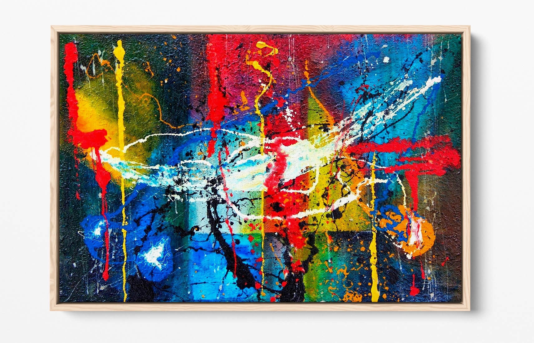 Pollock Paint Splash Art 4 Float Effect Framed Canvas Print - Etsy