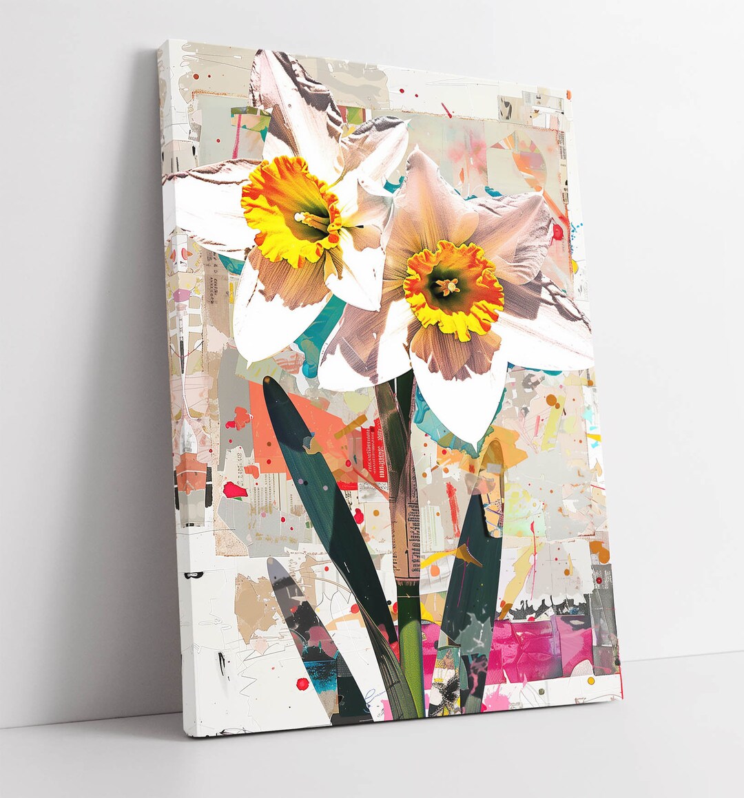 Cool Daffodil Flowers Collage Style Wall Art Framed Canvas Picture ...