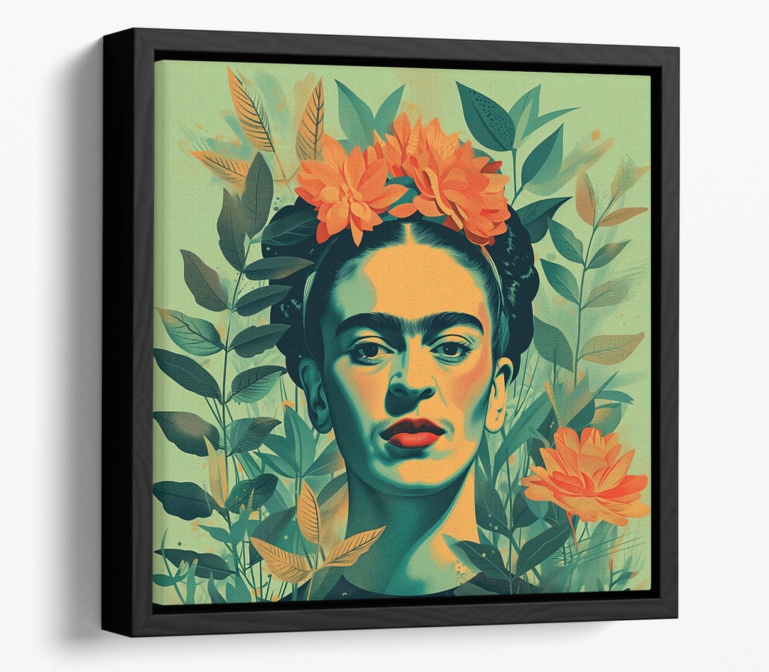 Portrait of Frida Kahlo Green Plants Wall Art Float Effect Framed ...