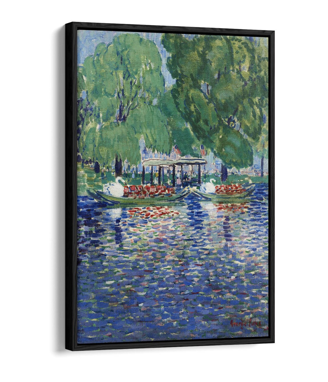 The Swan Boats by George Luks wall Art Float Effect Framed Canvas Print ...