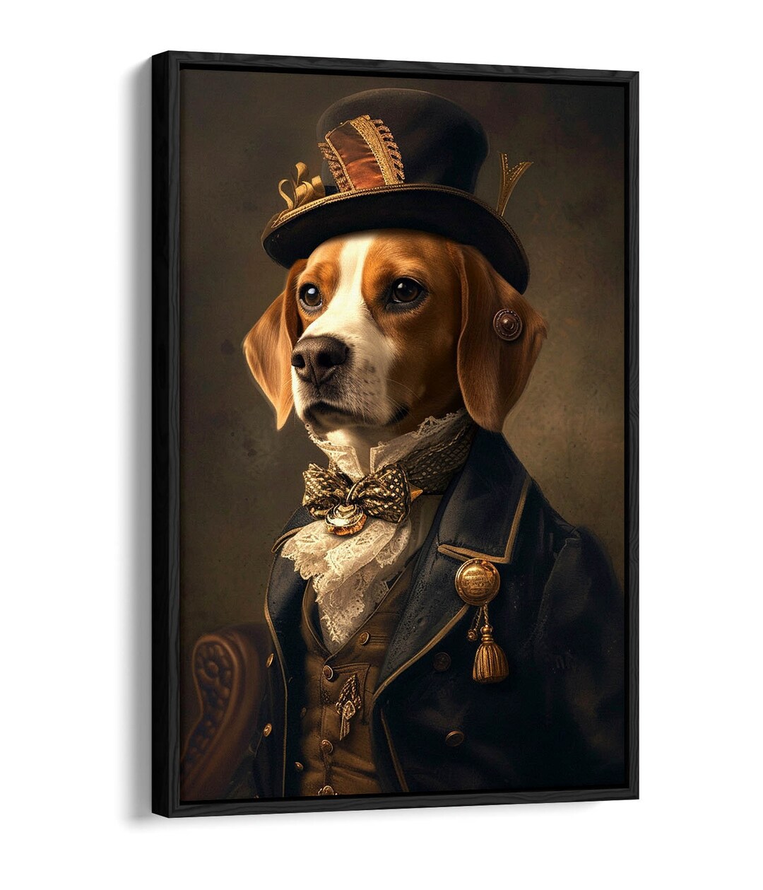 Beagle Dressed as a Gentleman Art Float Effect Framed Canvas Print - Etsy