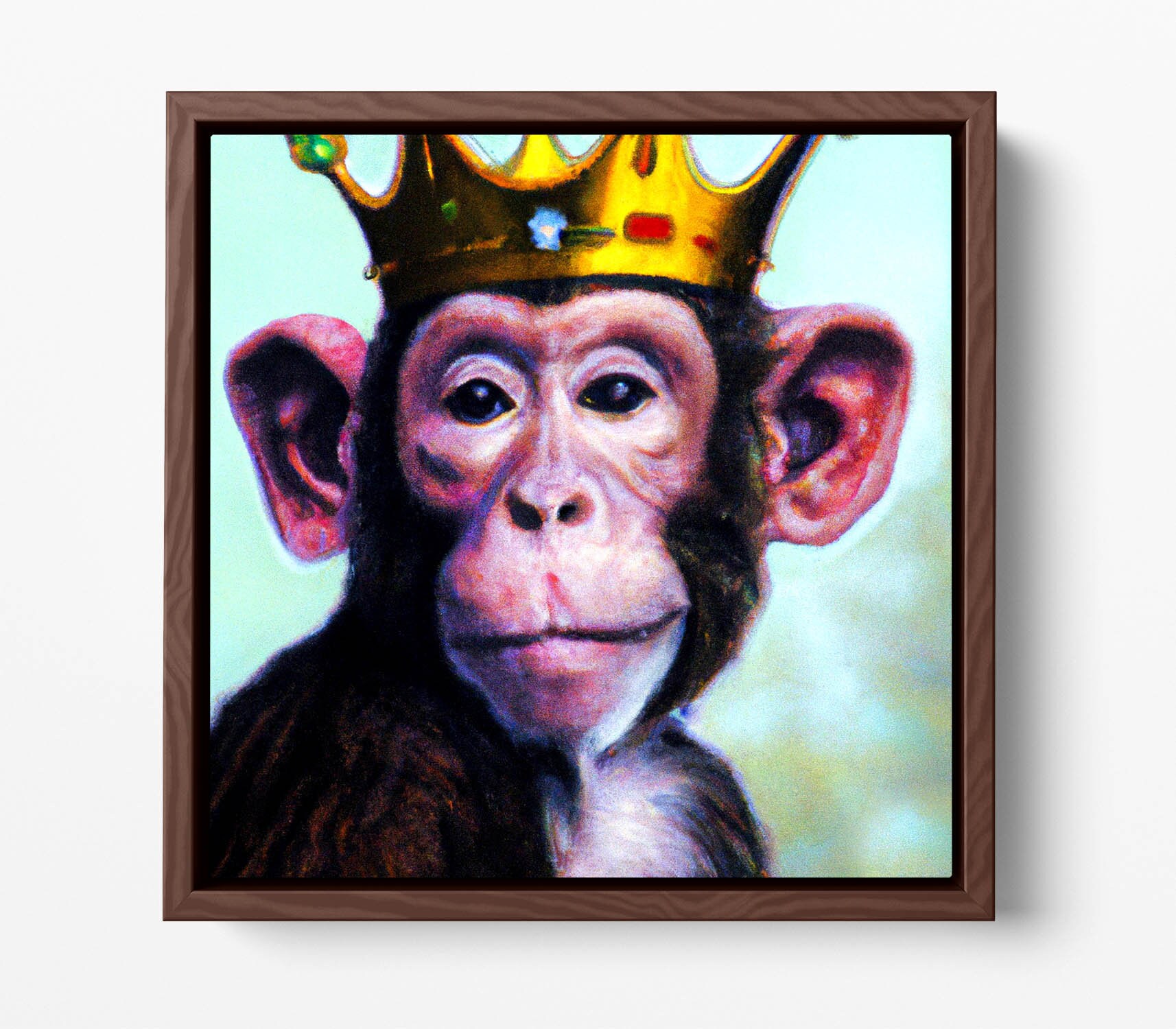 Monkey Wearing A Crown Wall Art Float Effect Framed Canvas - Etsy