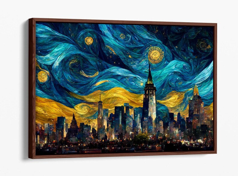 VAN GOGH New York City Art Float Effect Framed Canvas Print - Etsy