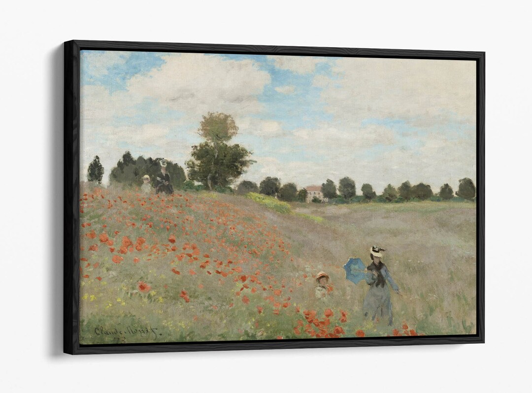 Claude Monet Poppy Field Art Float Effect Framed Canvas - Etsy
