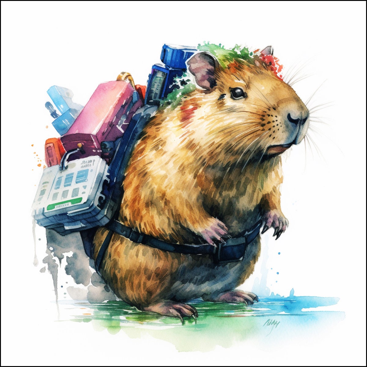 Epic Gamer Capybara Square Wall Art Framed Picture Print - Etsy