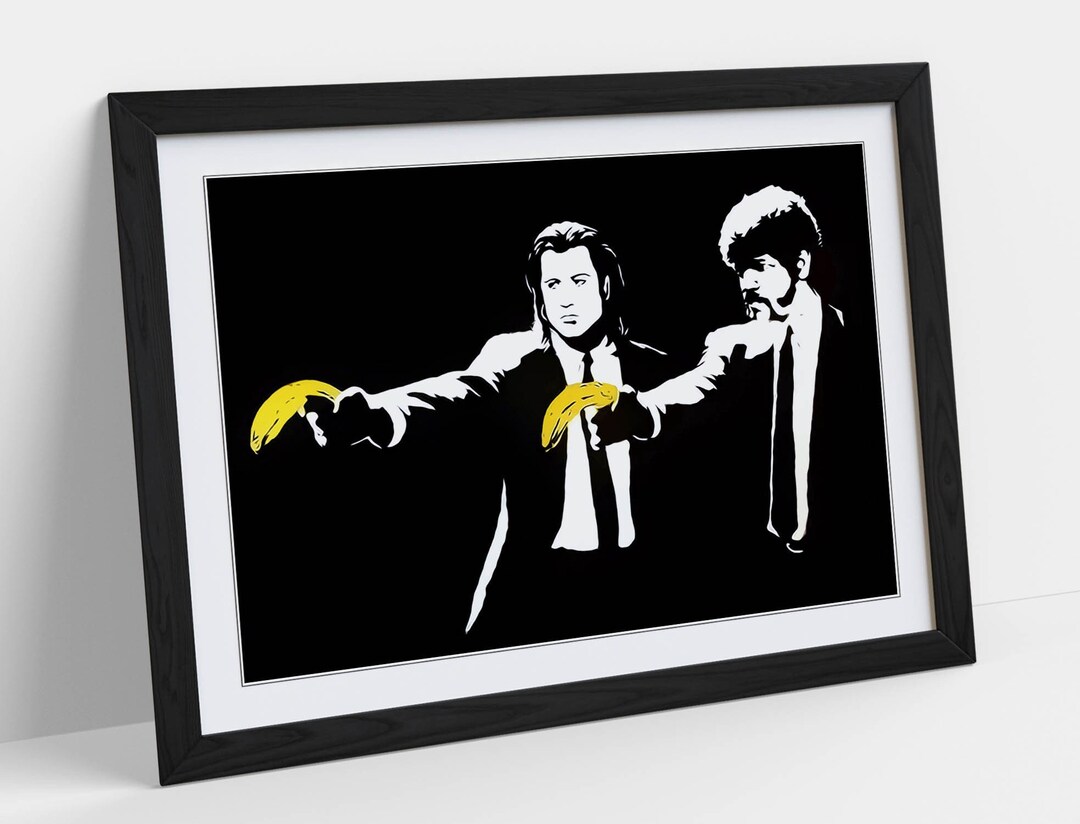 Banksy Graffiti Style Pulp Fiction Banana Gun a4 Black Frame - Etsy