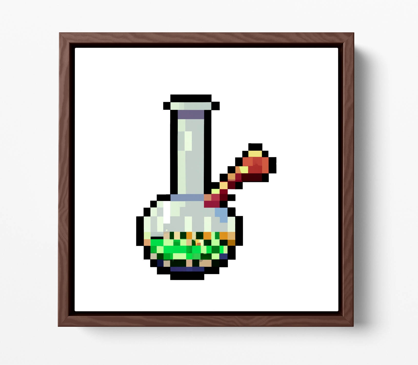 Pixel Art of Bong Wall Art Float Effect Framed Canvas Print - Etsy