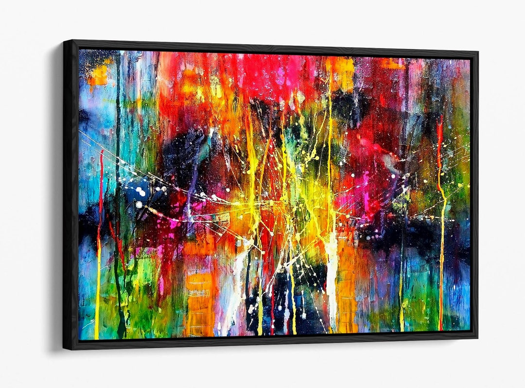 Pollock Paint Splash Art 3 Float Effect Framed Canvas Print - Etsy