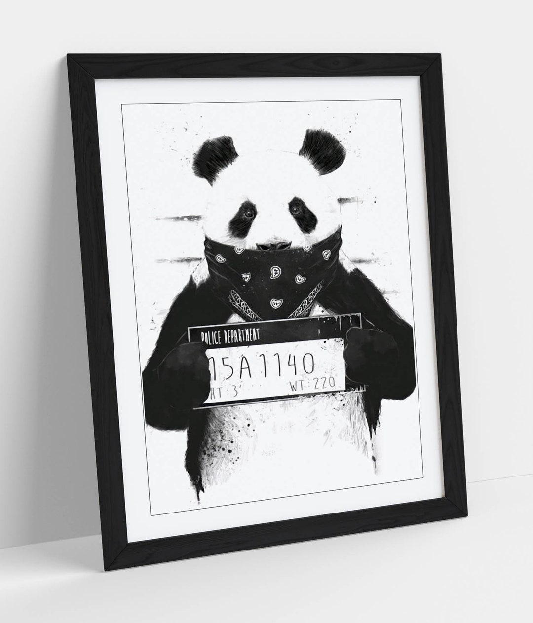 Banksy Panda Mugshot stunning A4 Black Framed Artwork - Etsy UK