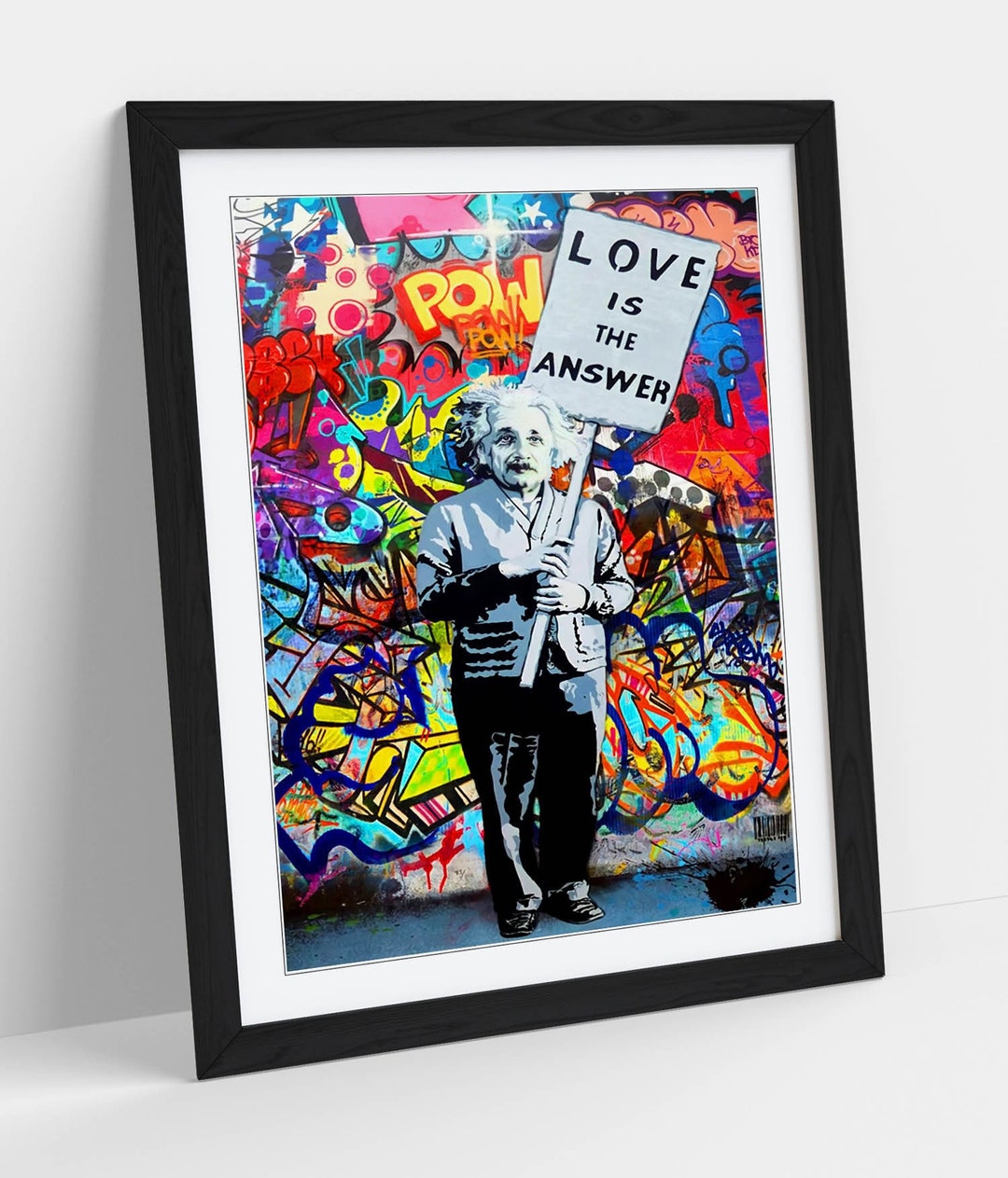 Banksy Einstein Love -stunning Framed Landscape Art Print, Graffiti ...