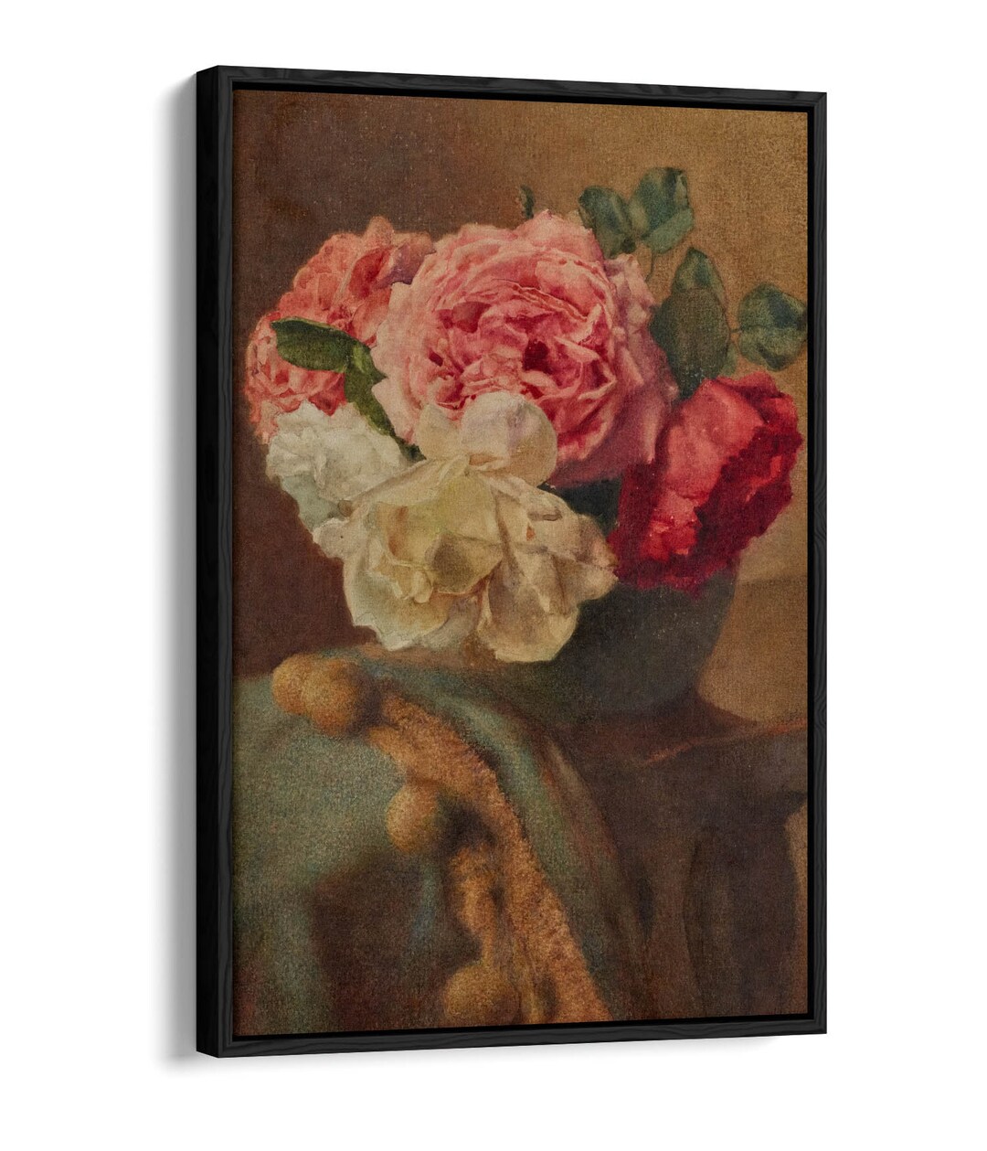 Roses by William John Wainwright wall Art Float Effect Framed Canvas ...