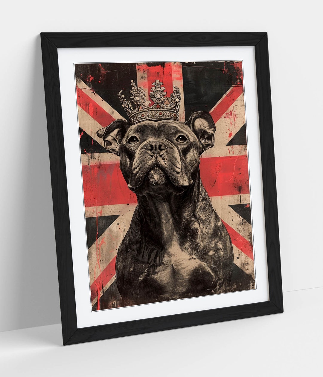 American Bully Xl Dog With Queen Crown Art Wall Art Picture Framed Art ...