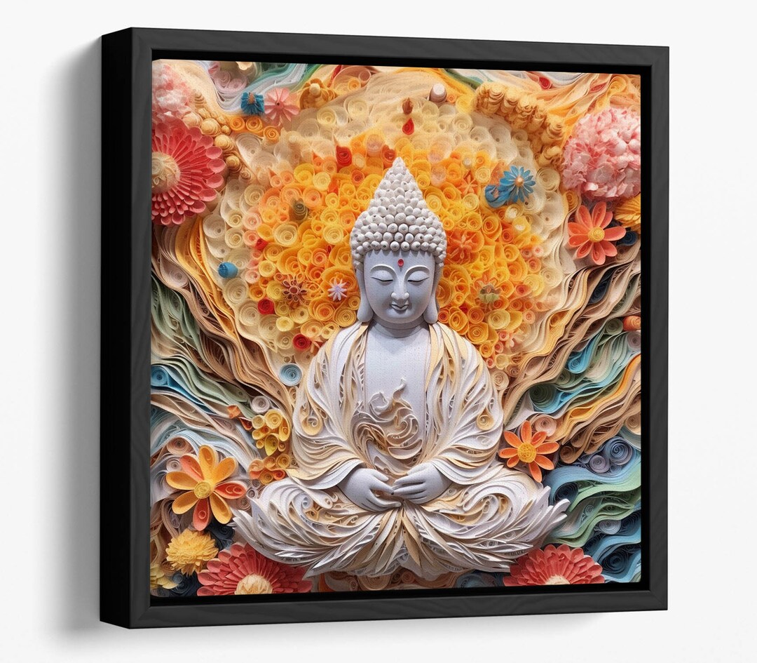 Paper Quilling Buddha Wall Art Float Effect Framed Canvas Print - Etsy