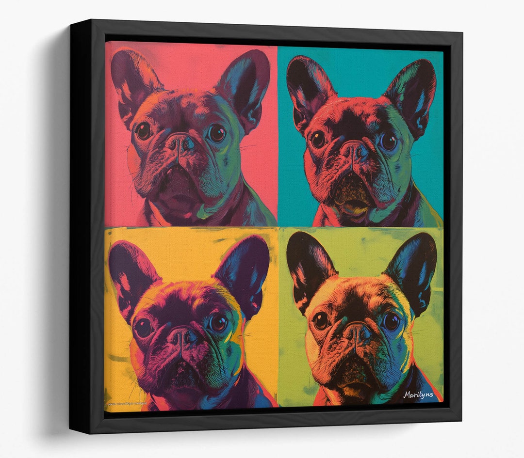 French Bulldog Pop Art Style Wall Art Float Effect Framed Canvas Print ...