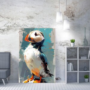 Cool Puffin Impressionist Style Wall Art Framed Canvas Picture Print ...