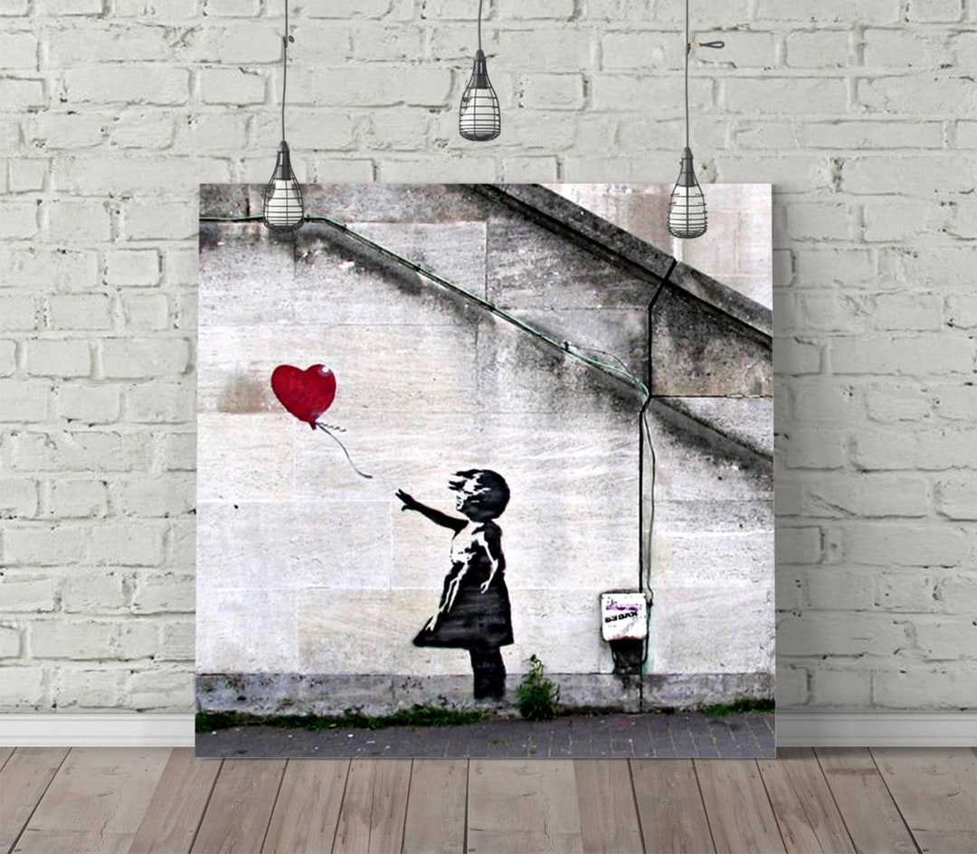 Canvasmonkey - Banksy Heart Balloon Girl - Stunning Framed Square ...