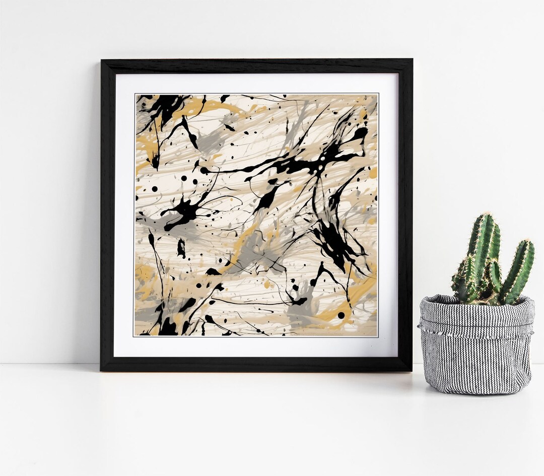 Neutral Jackson Pollock Square Wall Art Framed Picture Print - Etsy