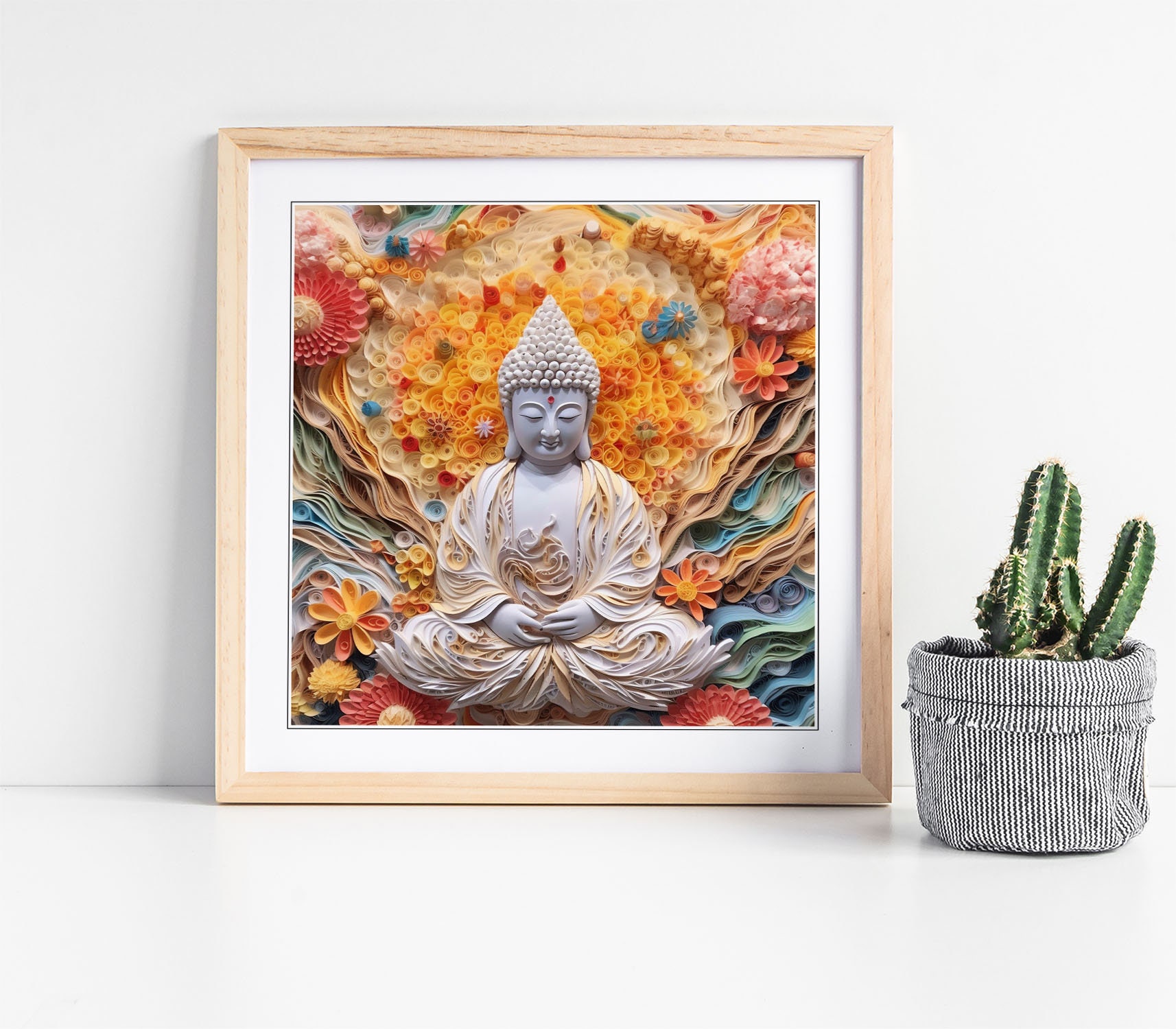 Paper Quilling Buddha Square Wall Art Framed Picture Print - Etsy