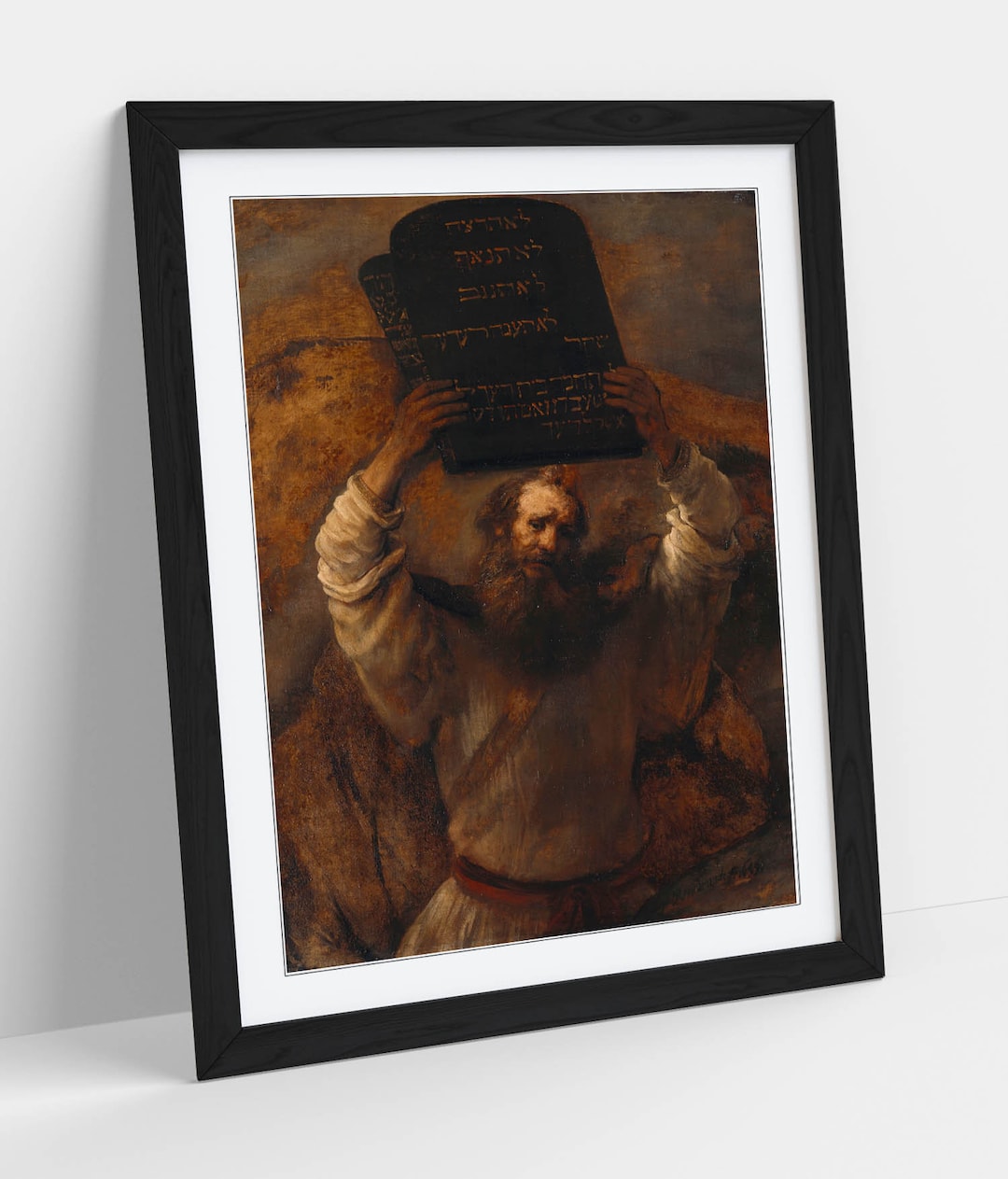 Moses With the Ten Commandments by Rembrandt wall Art Picture Framed ...