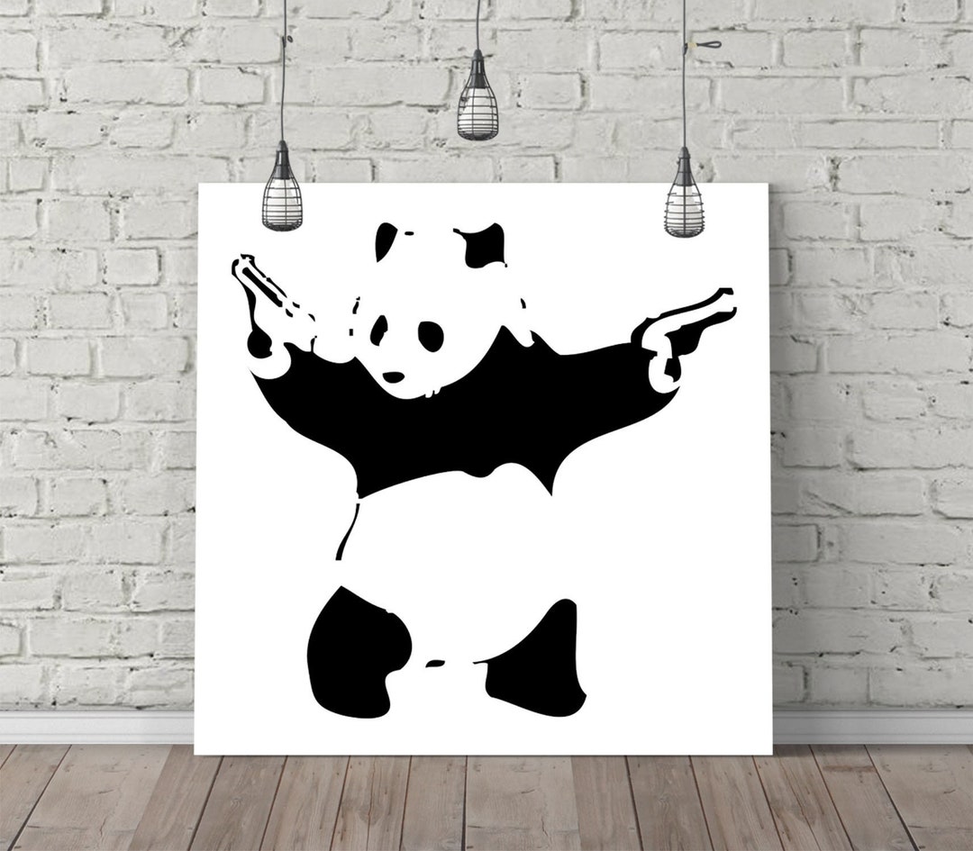 Banksy Panda With Guns -stunning Framed Square Canvas Art Print ...
