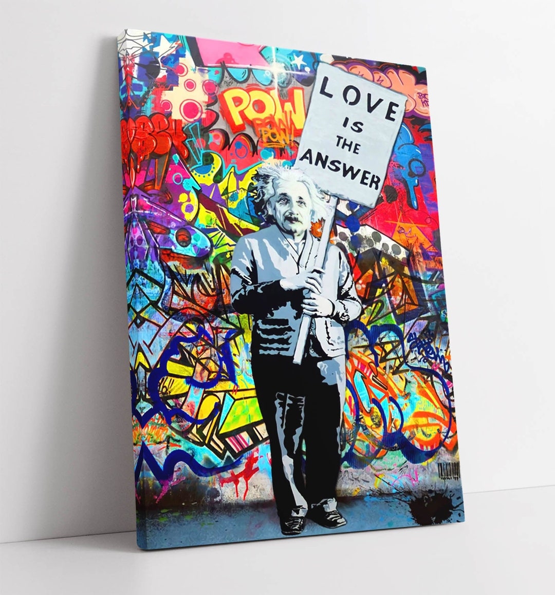 Banksy Einstein Love stunning Framed Landscape Canvas Art Print ...
