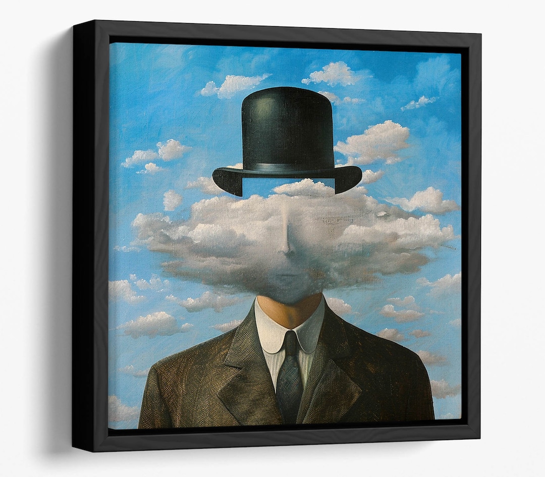 Man With Head in the Clouds Surrealism Style Wall Art Float Effect ...