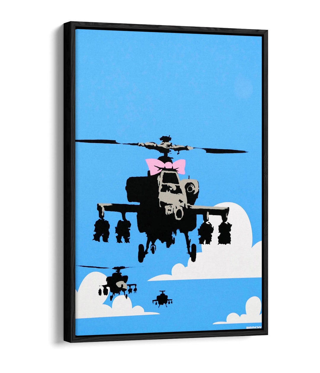 BANKSY HAPPY CHOPPER Art Float Effect Framed Canvas Print - Etsy