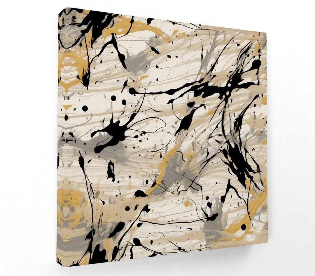 Neutral Jackson Pollock Square Wall Art Framed Canvas Picture Print - Etsy