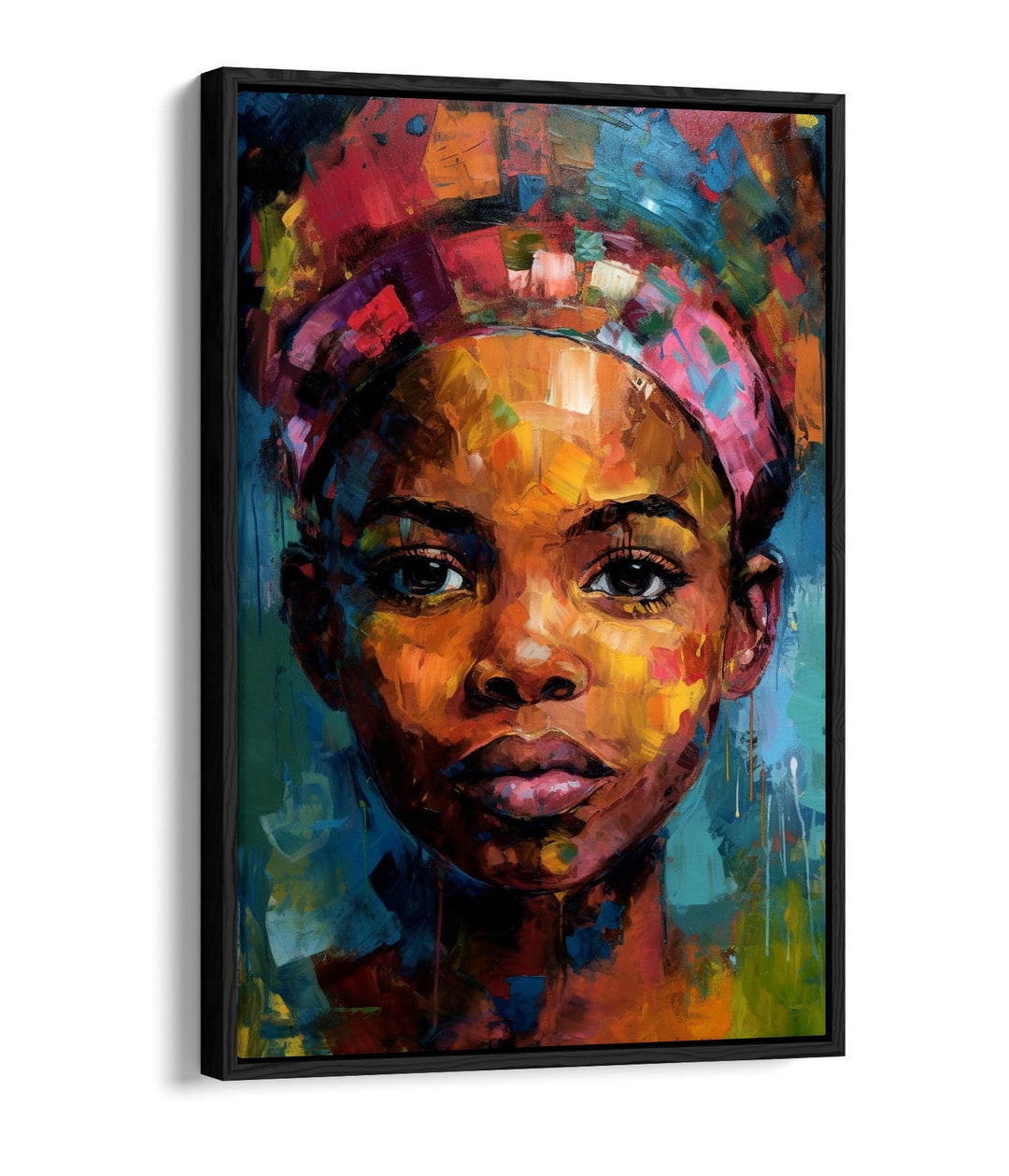 African Girl Expressionist Painting Art Float Effect Framed - Etsy
