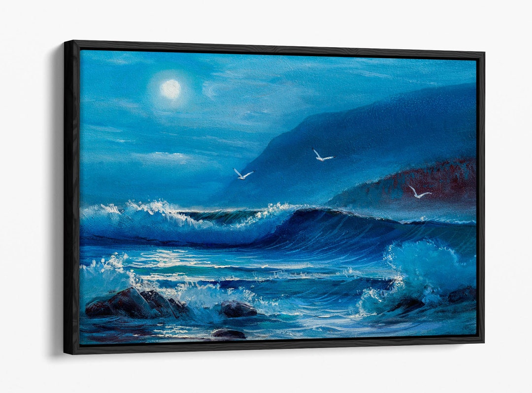 Crashing Waves Art Float Effect Framed Canvas Print - Etsy