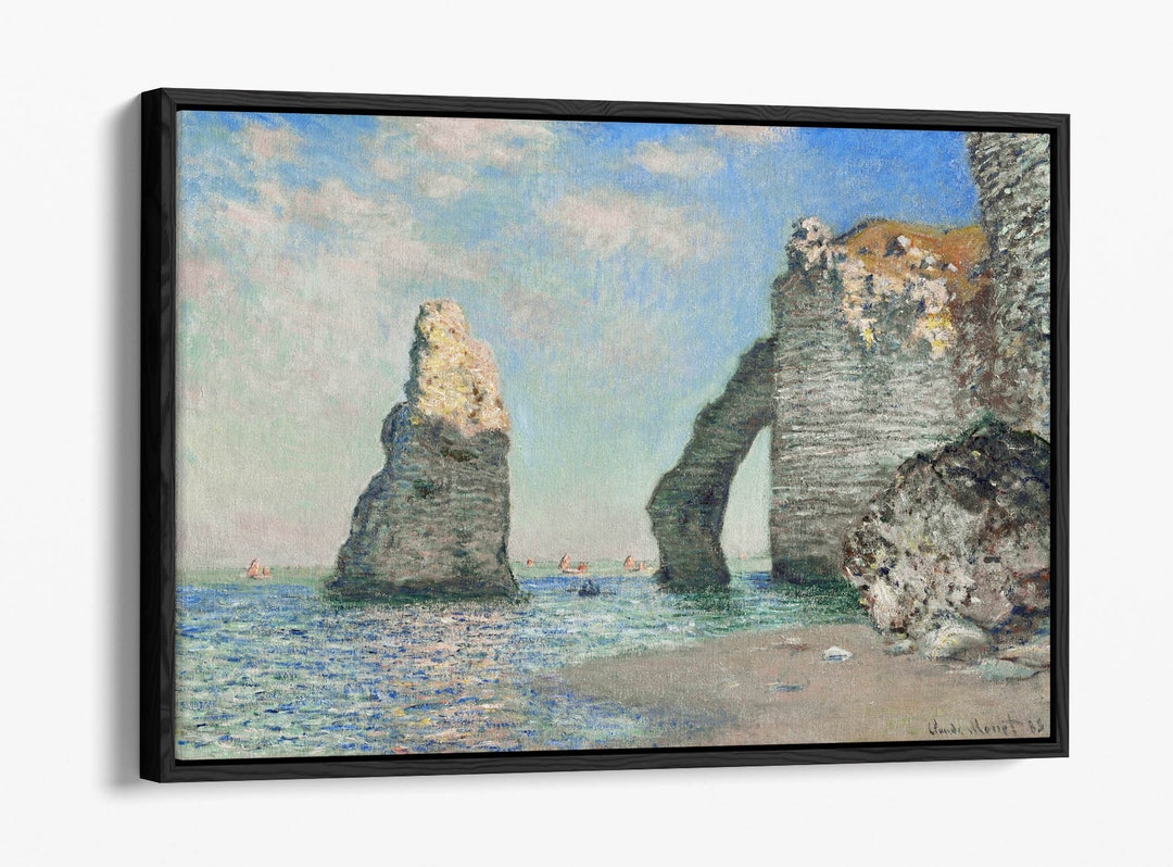 Claude Monet the Cliffs at Entreat Art Float Effect Framed Canvas Print ...