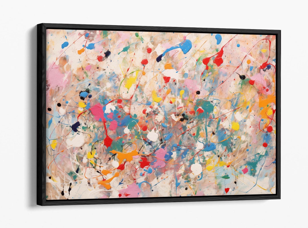 Abstract Pink Jackson Pollock Style Painting wall Art Float Effect ...
