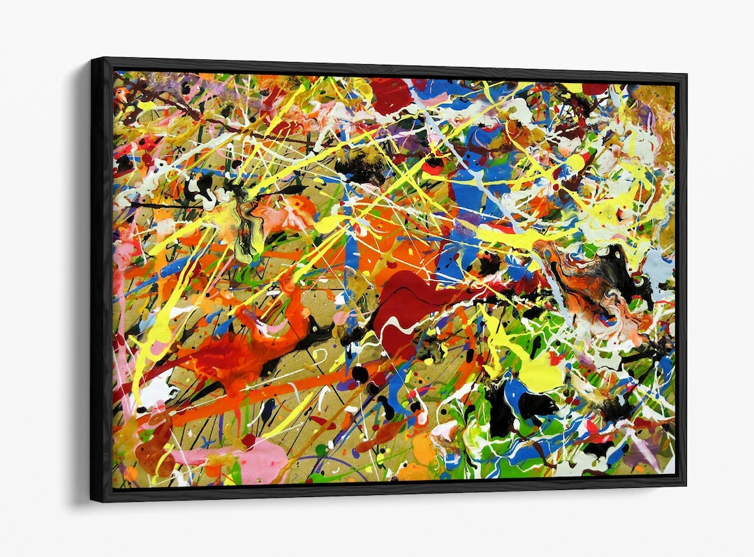 Pollock Paint Splash Art 17 Float Effect Framed Canvas Print - Etsy