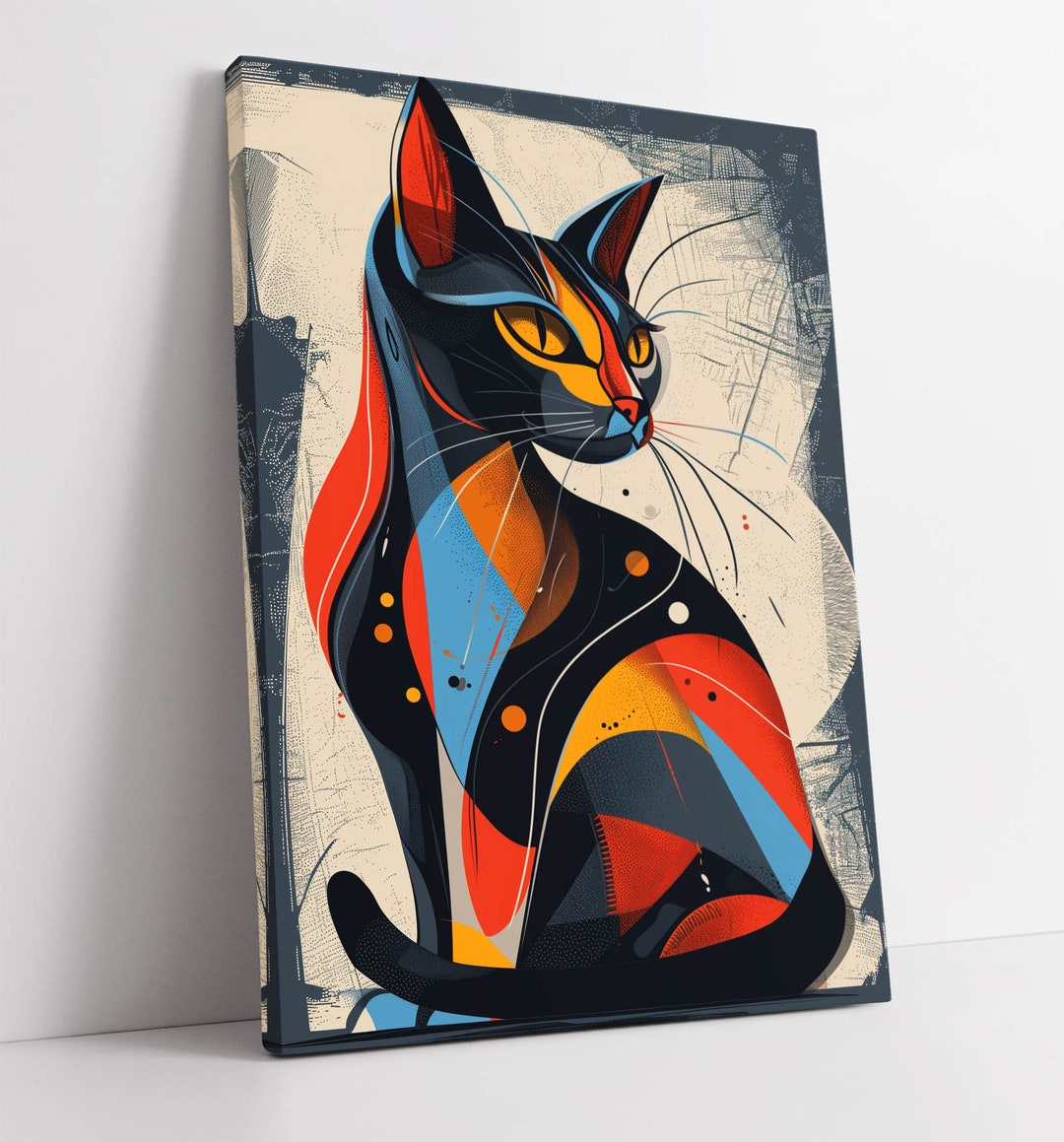 Picasso Style Art Abstract Cat Canvas Picture Print Wall Hanging - Etsy