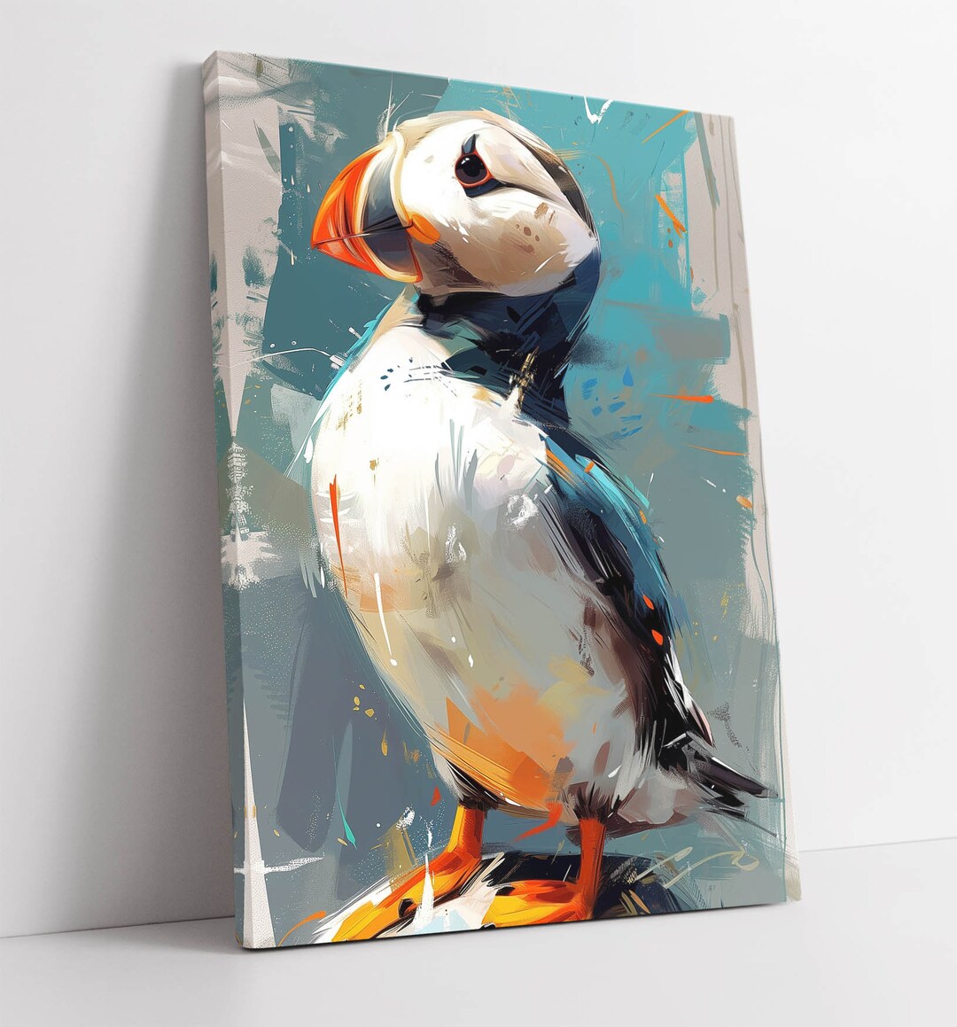 Cool Puffin Impressionist Style Wall Art Framed Canvas Picture Print ...