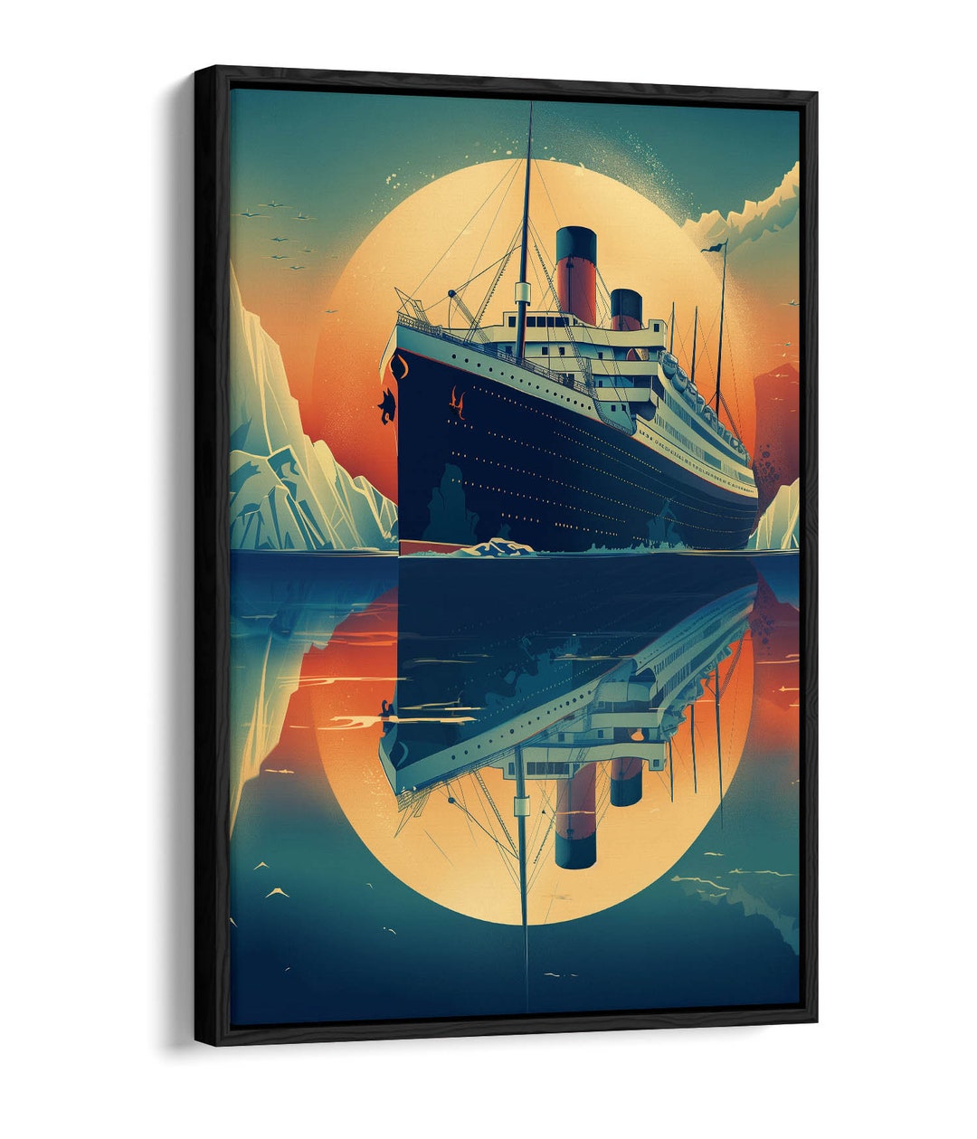 Titanic Sunset Contemporary Wall Art Float Effect Framed Canvas Print ...