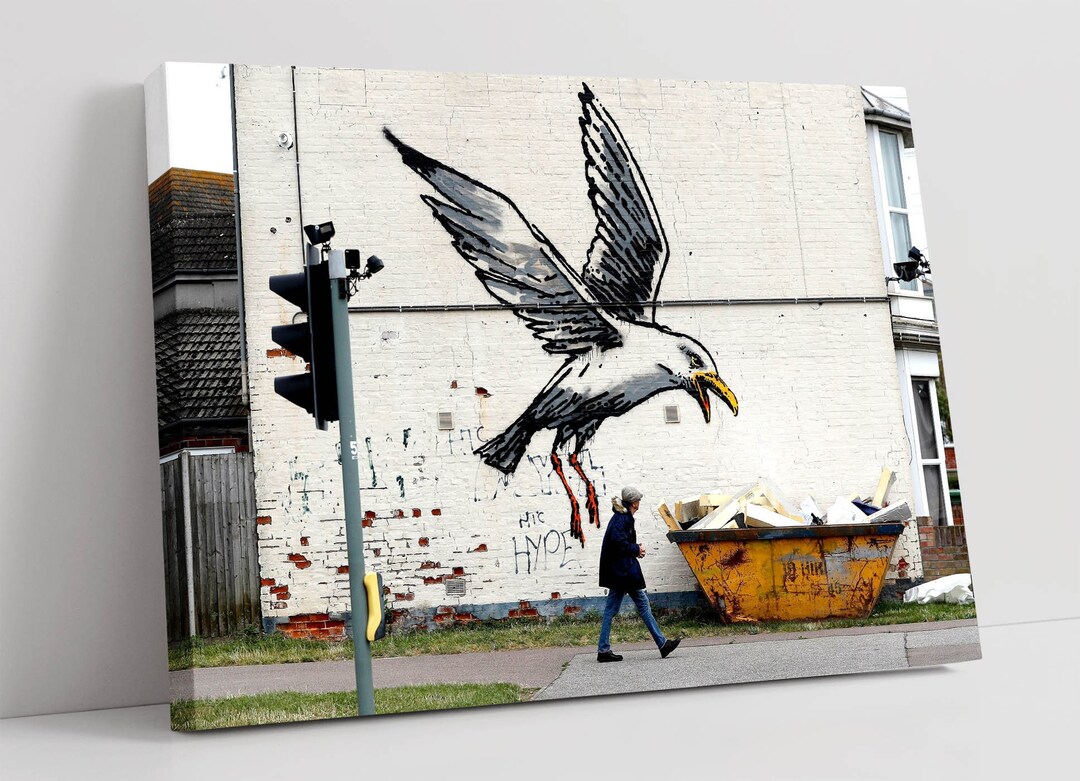 Banksy Spraycation Seagull Graffiti stunning Framed Canvas Print Famous ...