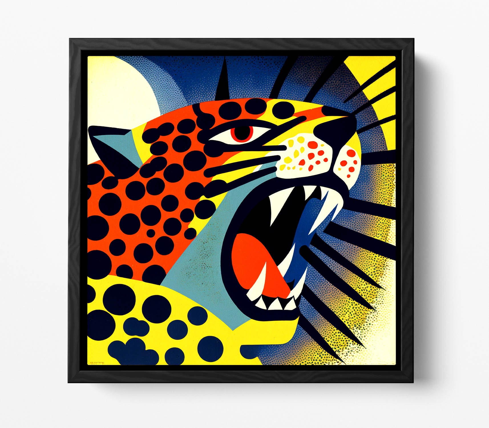 A Leopard Growling Square Wall Art Float Effect Framed Canvas Print - Etsy