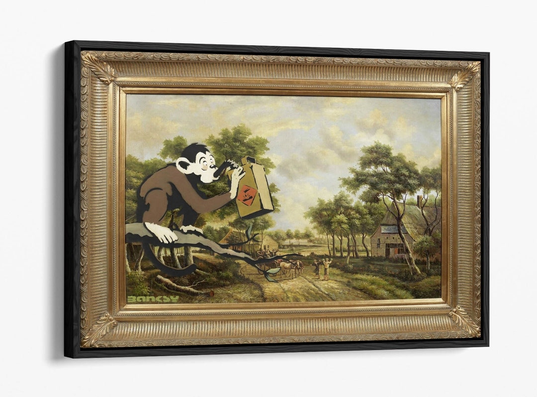 BANKSY MONKEY POISON Art Float Effect Framed Canvas Print - Etsy UK
