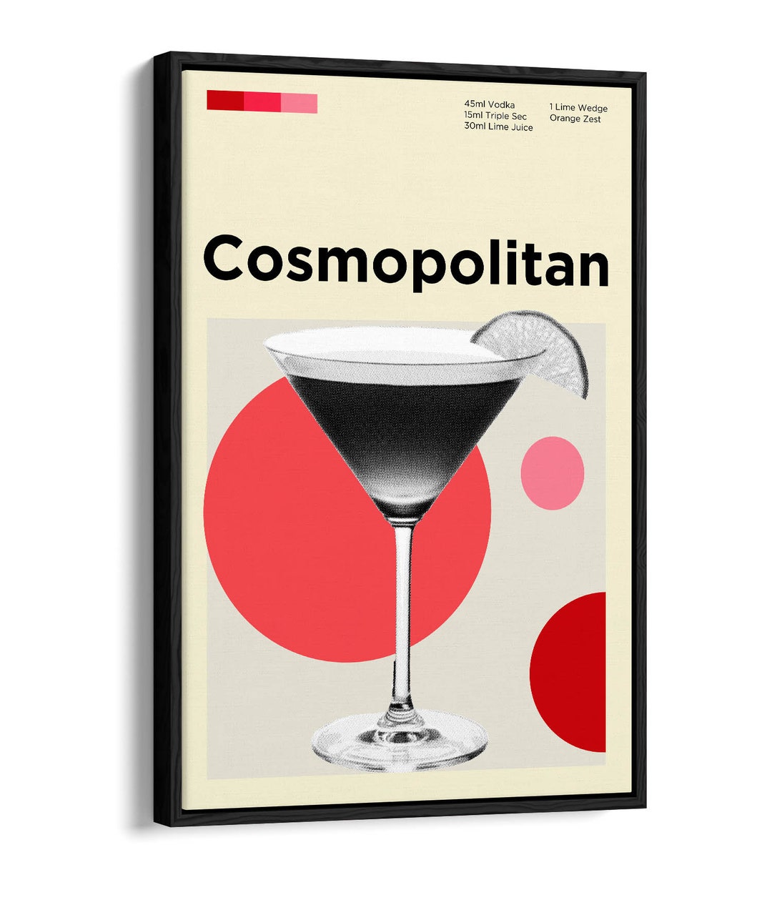 Cosmopolitan Cocktail Poster, Classy Retro Style 2 wall Art Float ...