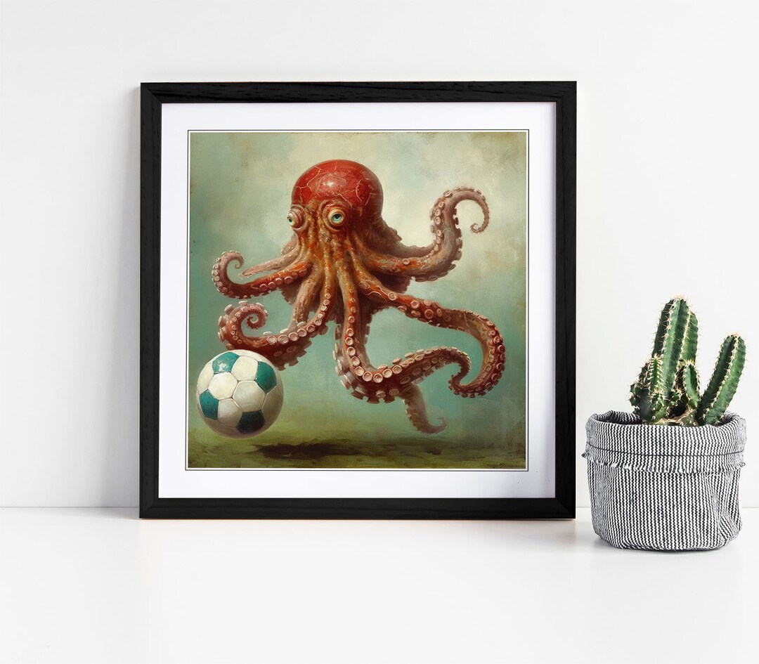Octopus Playing Football Square Wall Art Framed Picture Print - Etsy