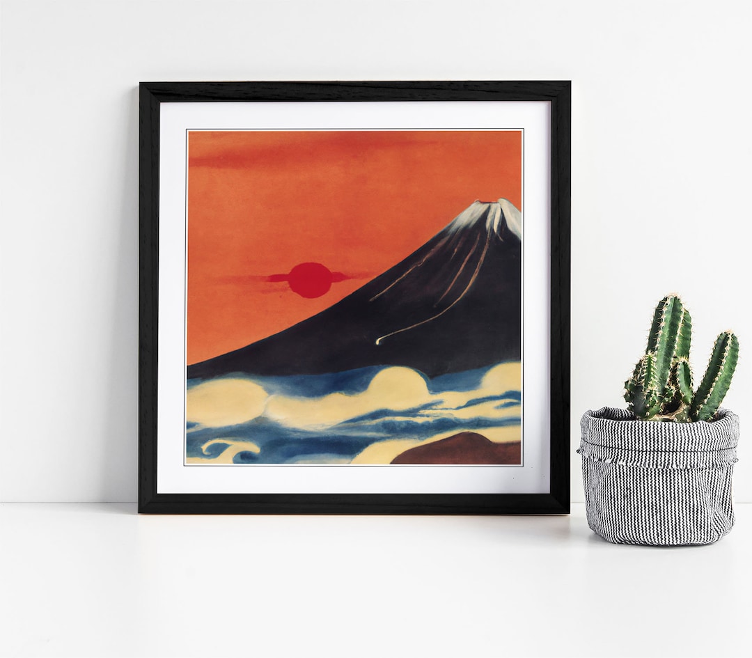 Japanese Painting of Mount Fuji Square Wall Art Framed Picture Print - Etsy