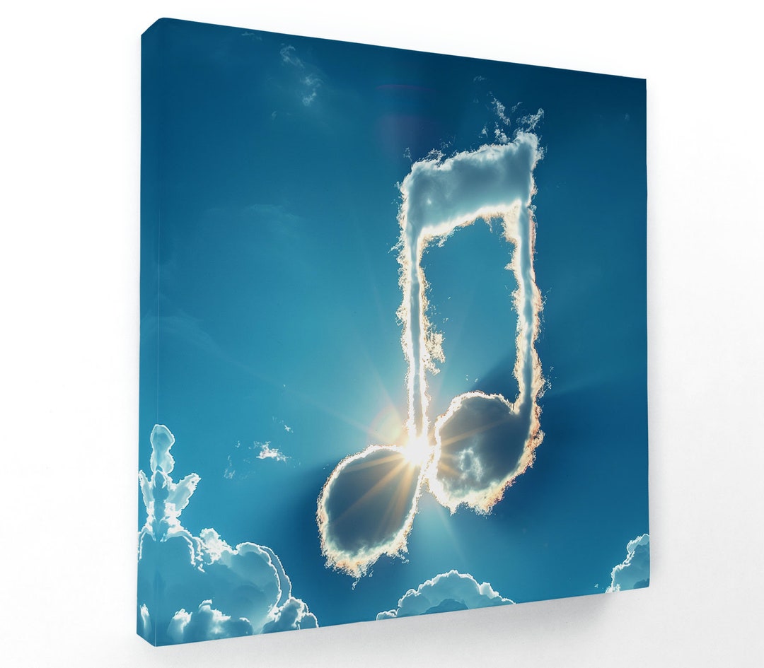Music Note in Clouds Sky Square Wall Art Framed Canvas Picture Print - Etsy