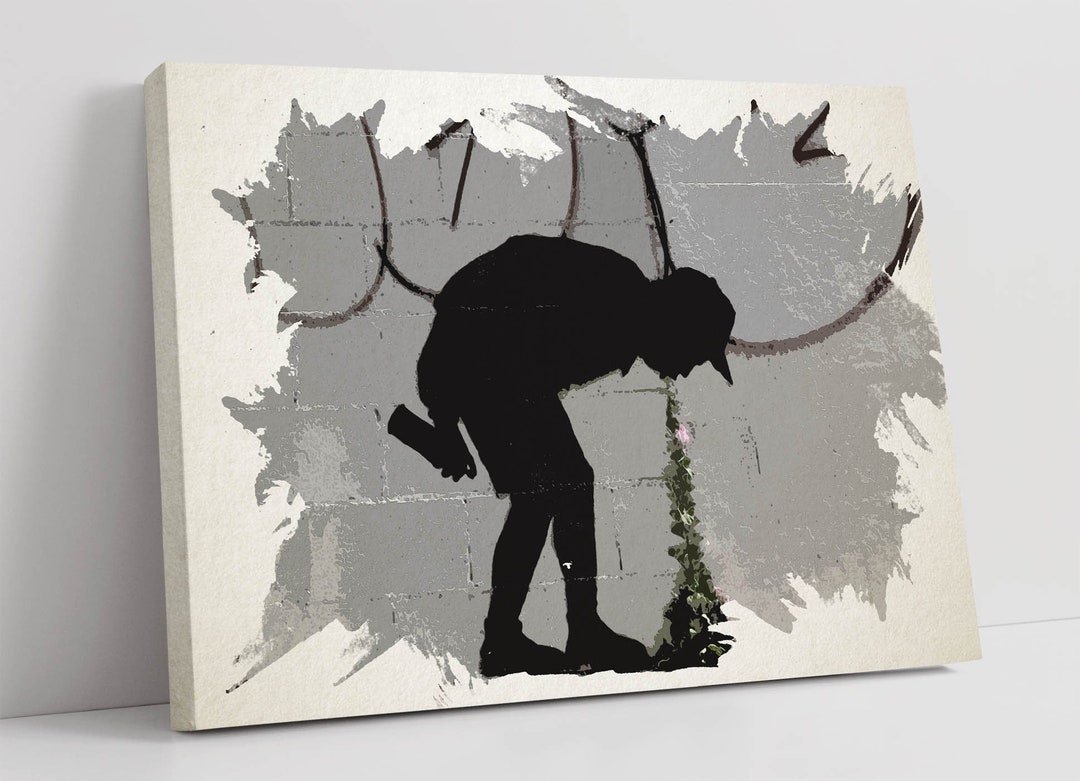 Banksy Flower Vomit Watercolour Splash Effect stunning Framed Canvas ...