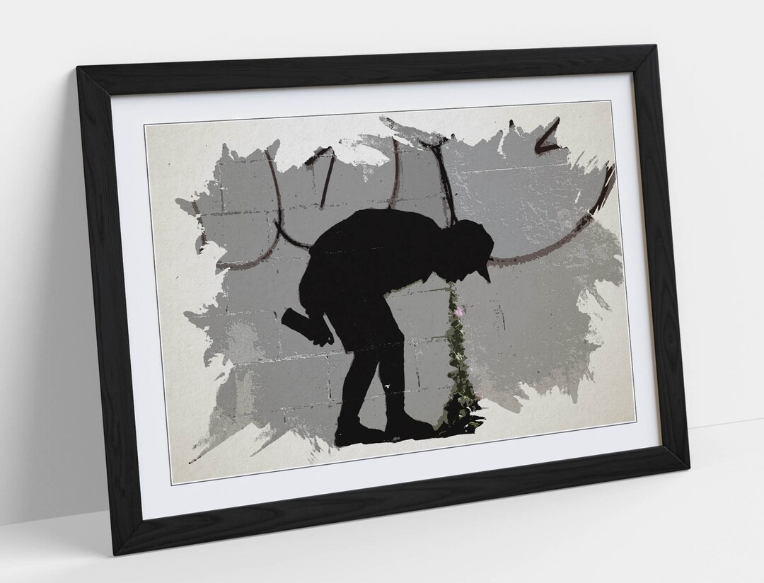 BANKSY FLOWER VOMIT Watercolour Art Wall Art Picture Framed Art Print ...
