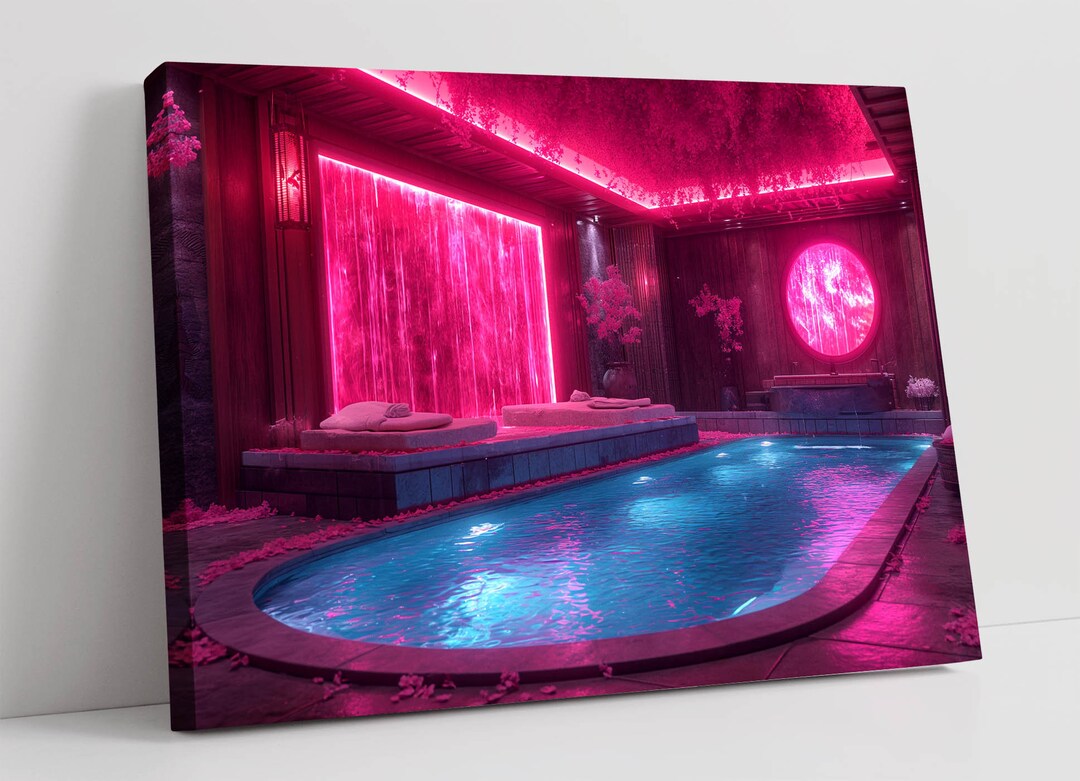 Bright Cyberpunk Themed Pool Canvas Picture Print Wall Hanging - Etsy