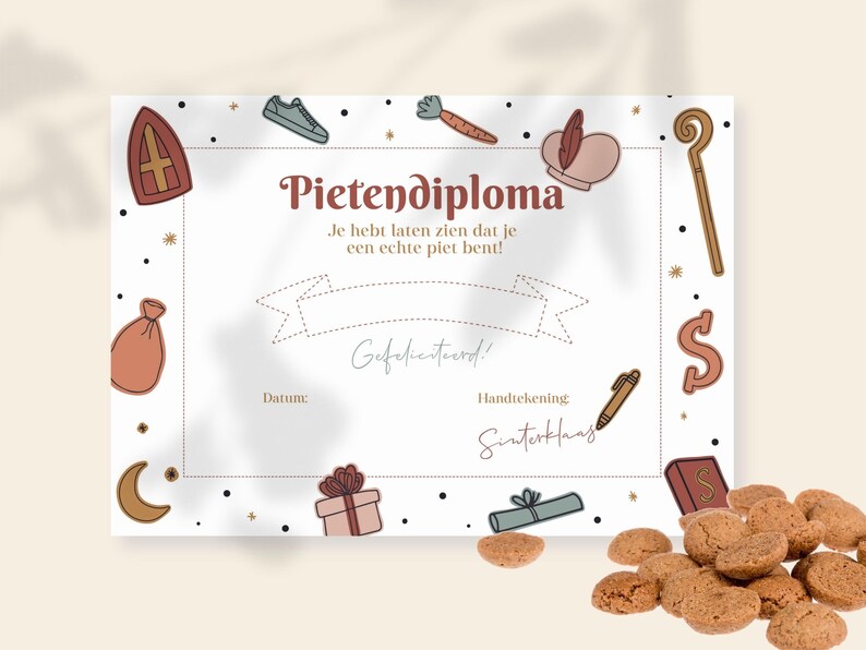 Piet Diploma | Digital File | Sinterklaas Time | Diploma for Piet Gym ...