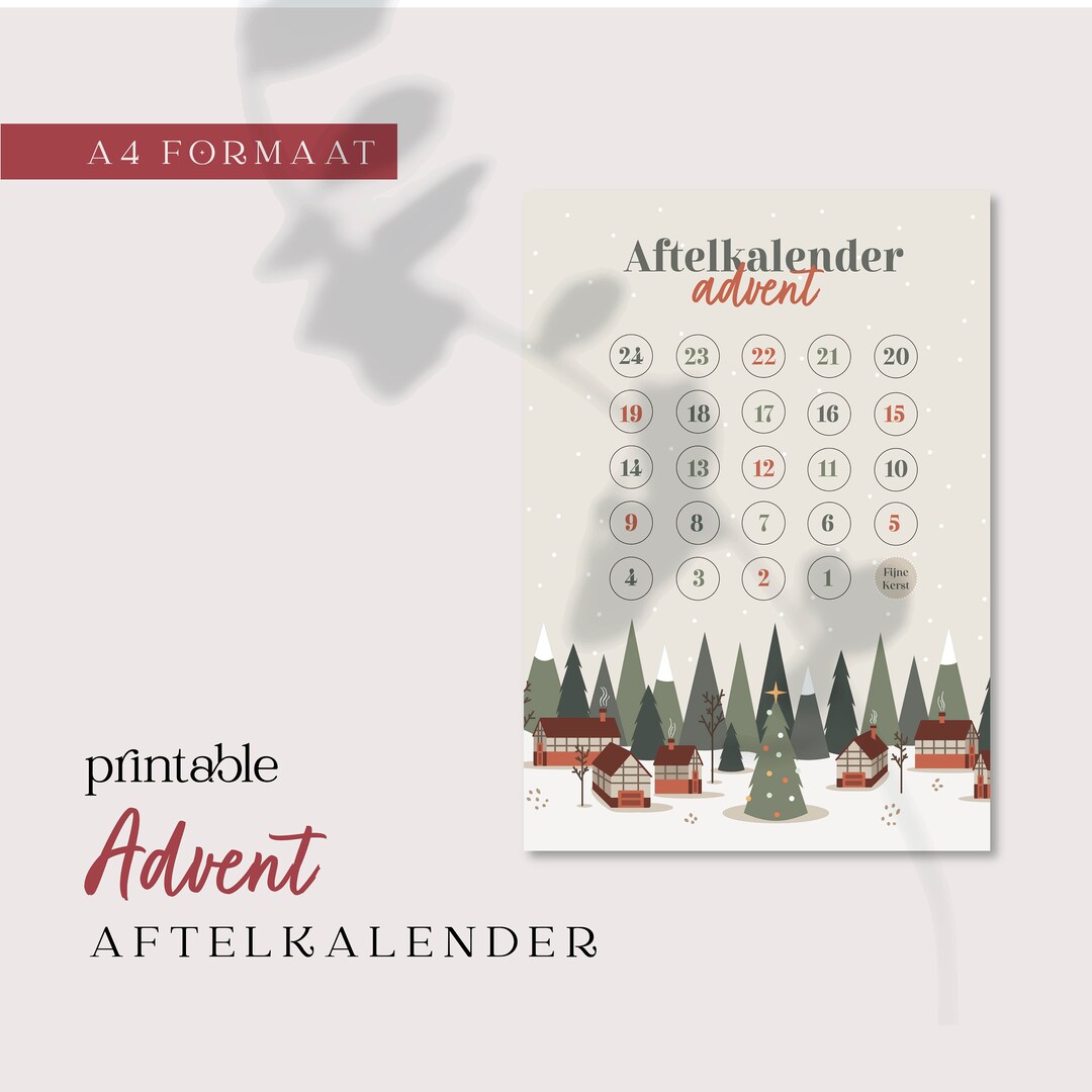 Advent Calendar Printable Digital Download Countdown to Christmas ...