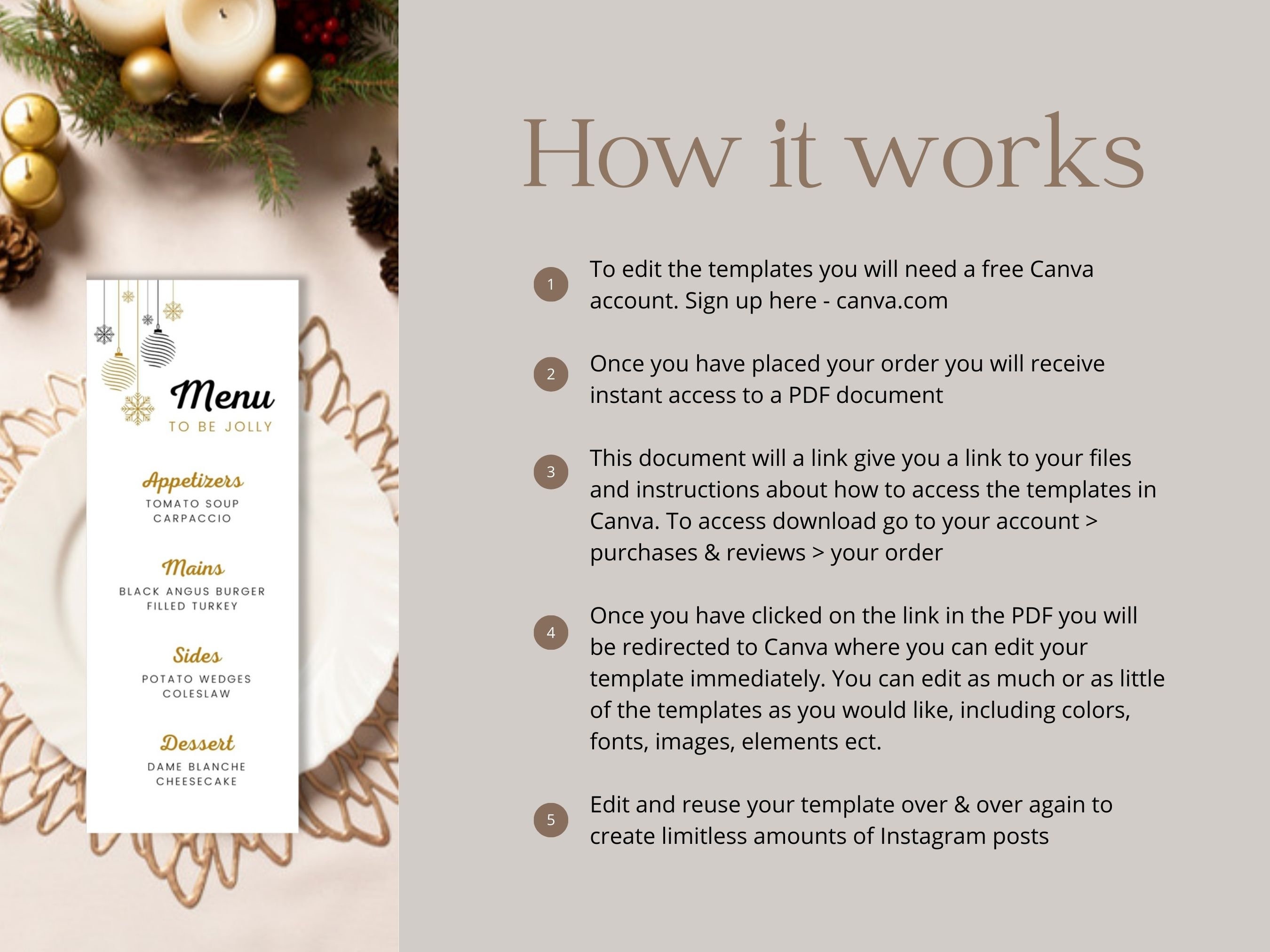 Christmas Menu Canva Template | Family Christmas Party | Festive Menu ...